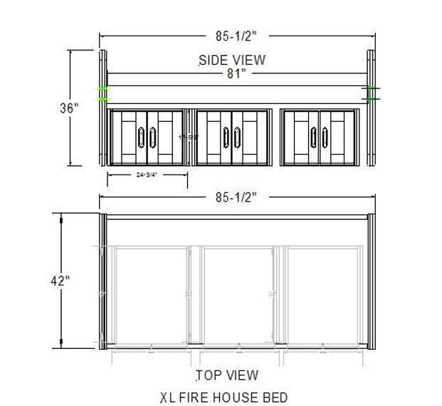Classic Firehouse Captains Bed w/Storage Lockers TWXL